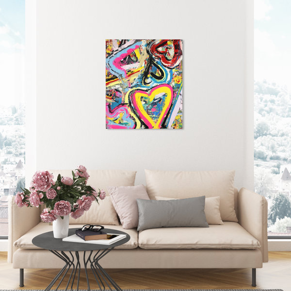 Oliver Gal Tiago Magro - Balloons Urban Heart Graffiti Modern Pink On ...