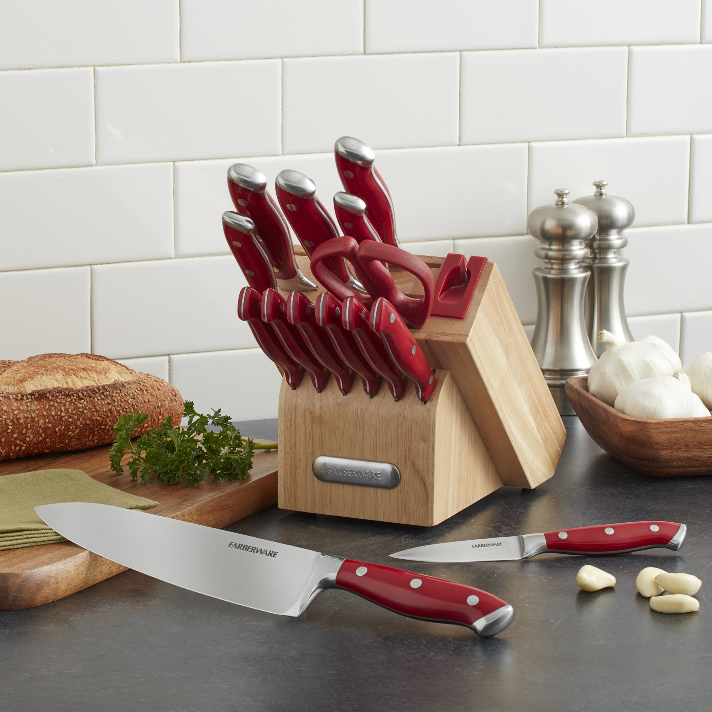 Farberware Professional 15-piece Forged Triple Riveted Knife Block Set ...