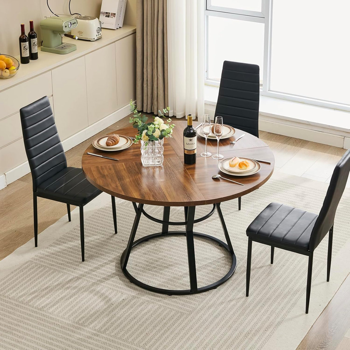 17 Stories 47” Round Dinner Table For 4 6, Small Circle Dining Room ...