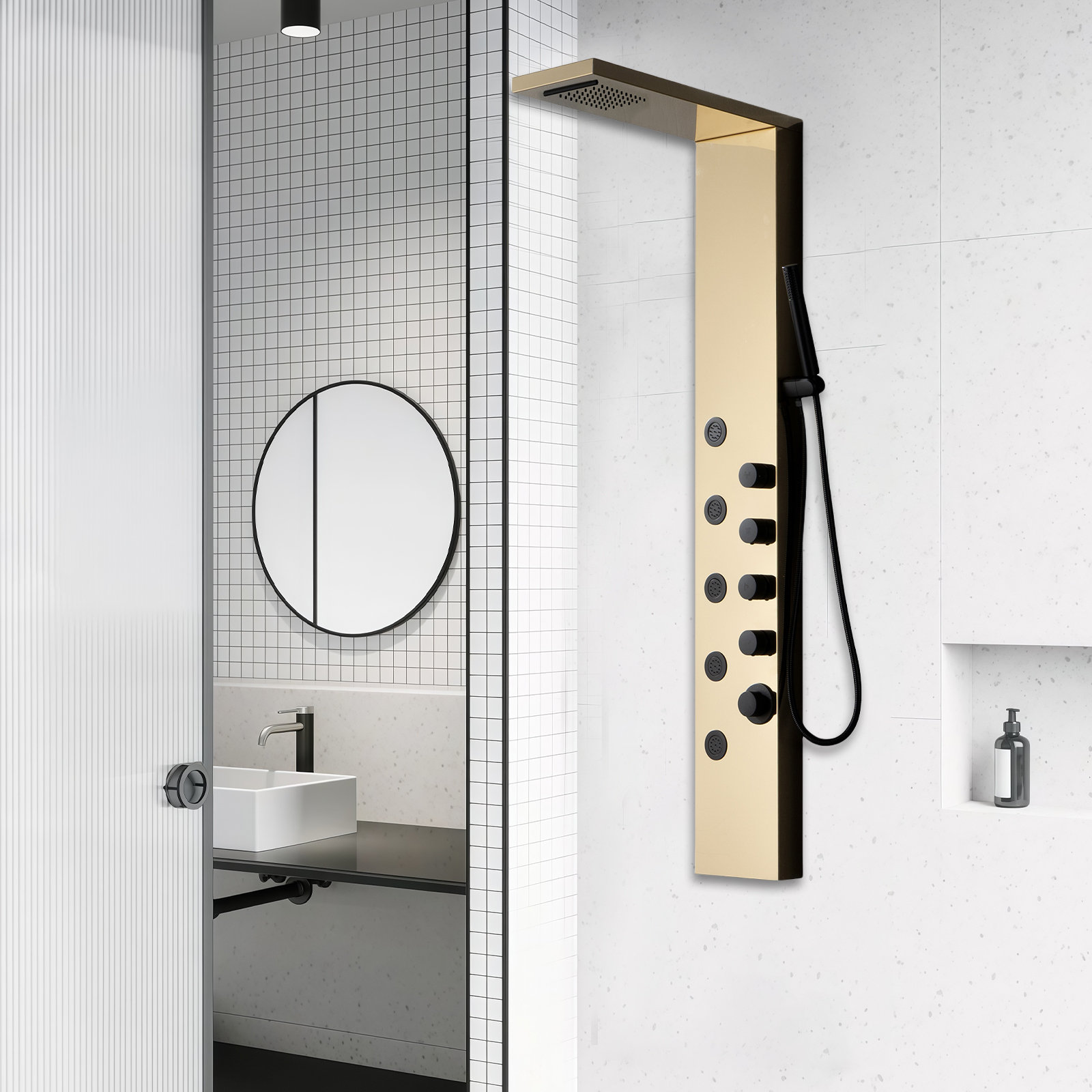 Greenspring 5-Jet Modern Rainfall Shower Panel | Wayfair