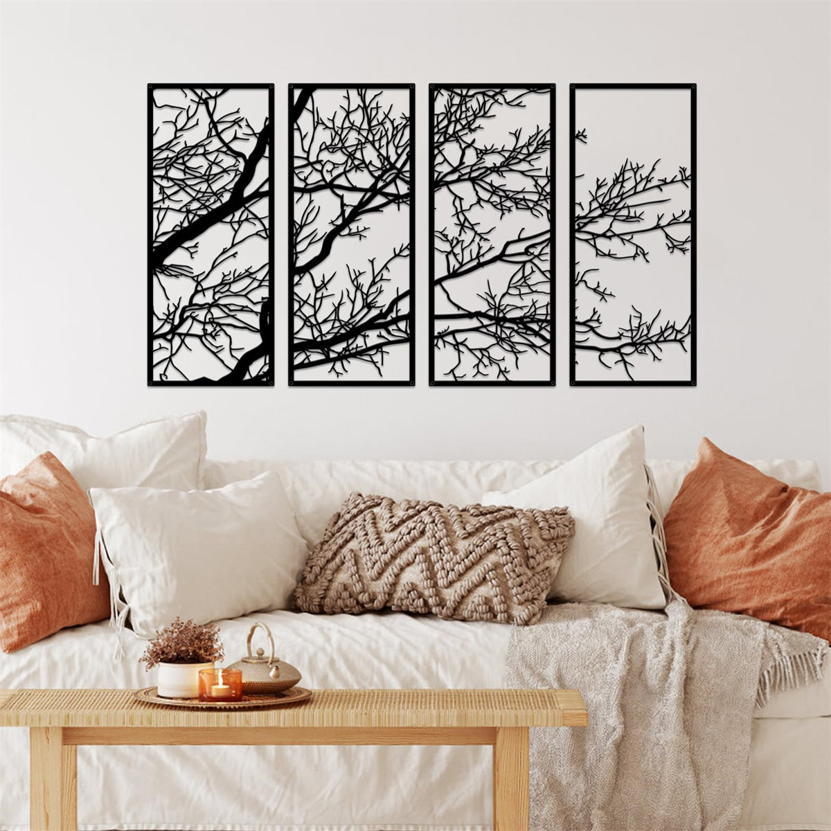 Lark Manor Black Tree Branch Metal Wall Art, Tree Sign Wall Hangings ...