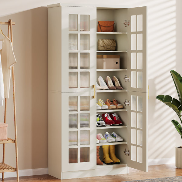 Hokku Designs 71'' Tall Shoe Cabinet With Doors, 8-tier Shoe Storage ...