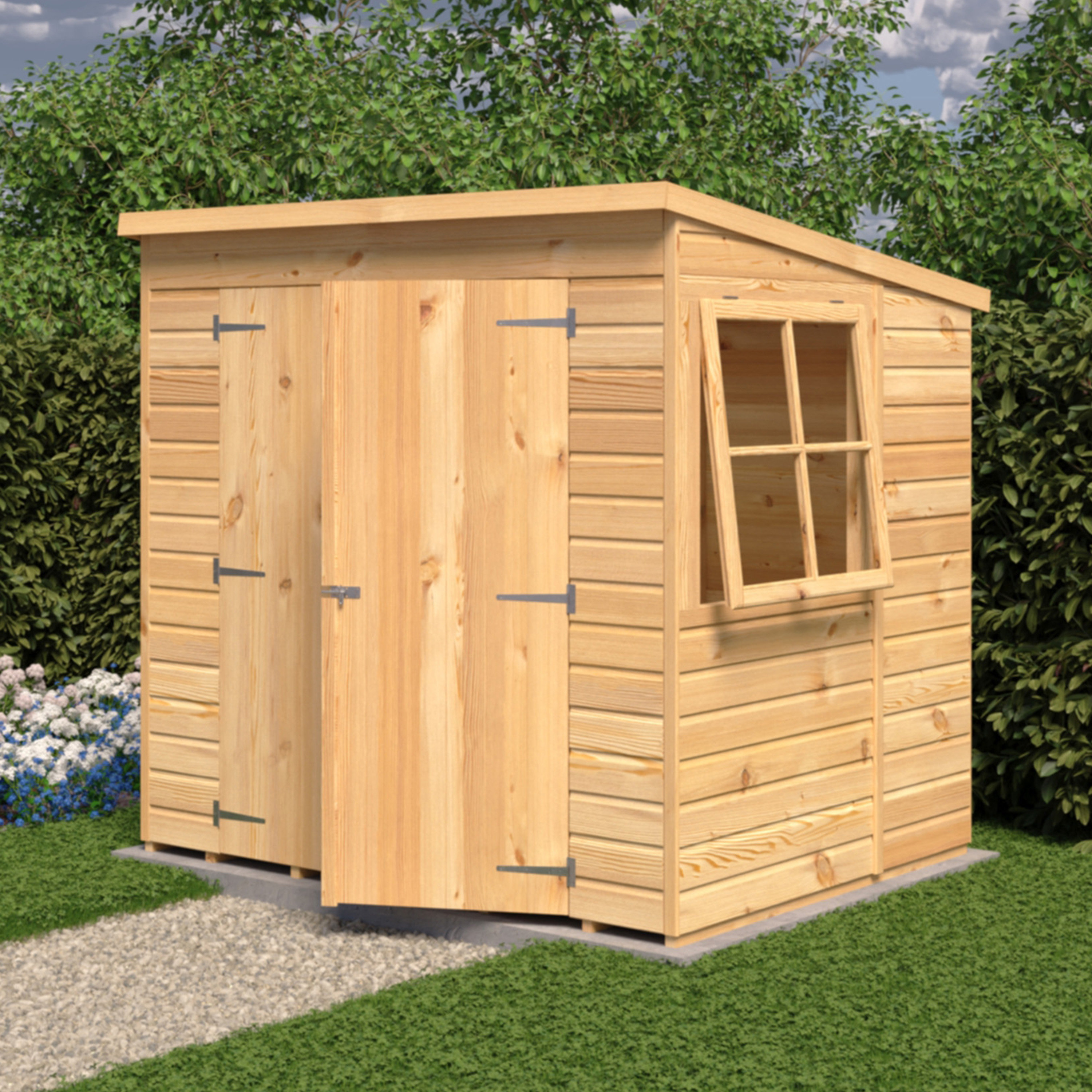 Shire GB Pent 7 x 5 Double Door Shiplap Shed | Wayfair.co.uk