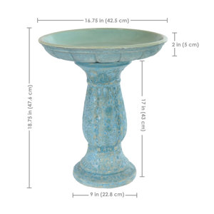 Lark Manor™ Ashil Freestanding Ceramic Outdoor Bird Bath with UV ...