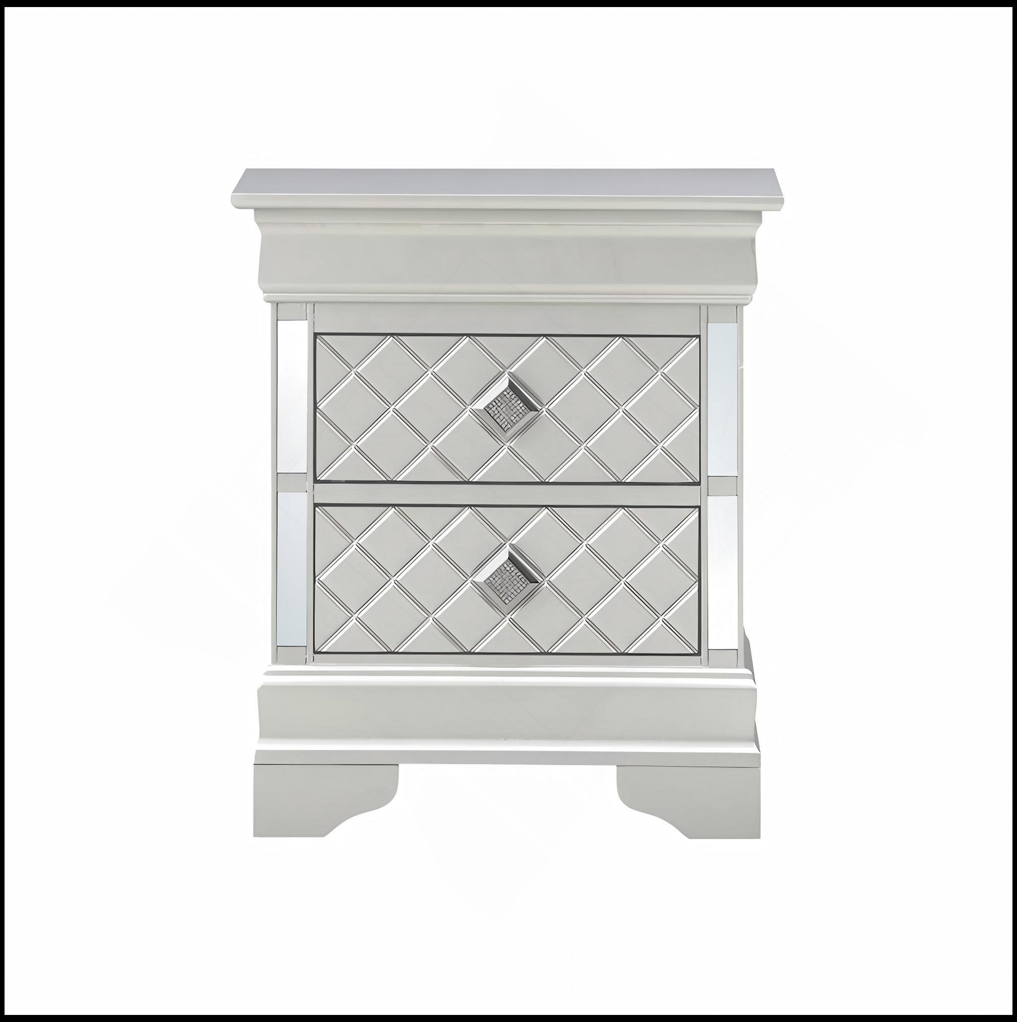 Mercer41 Sleek Silver Champagne Nightstand | Wayfair