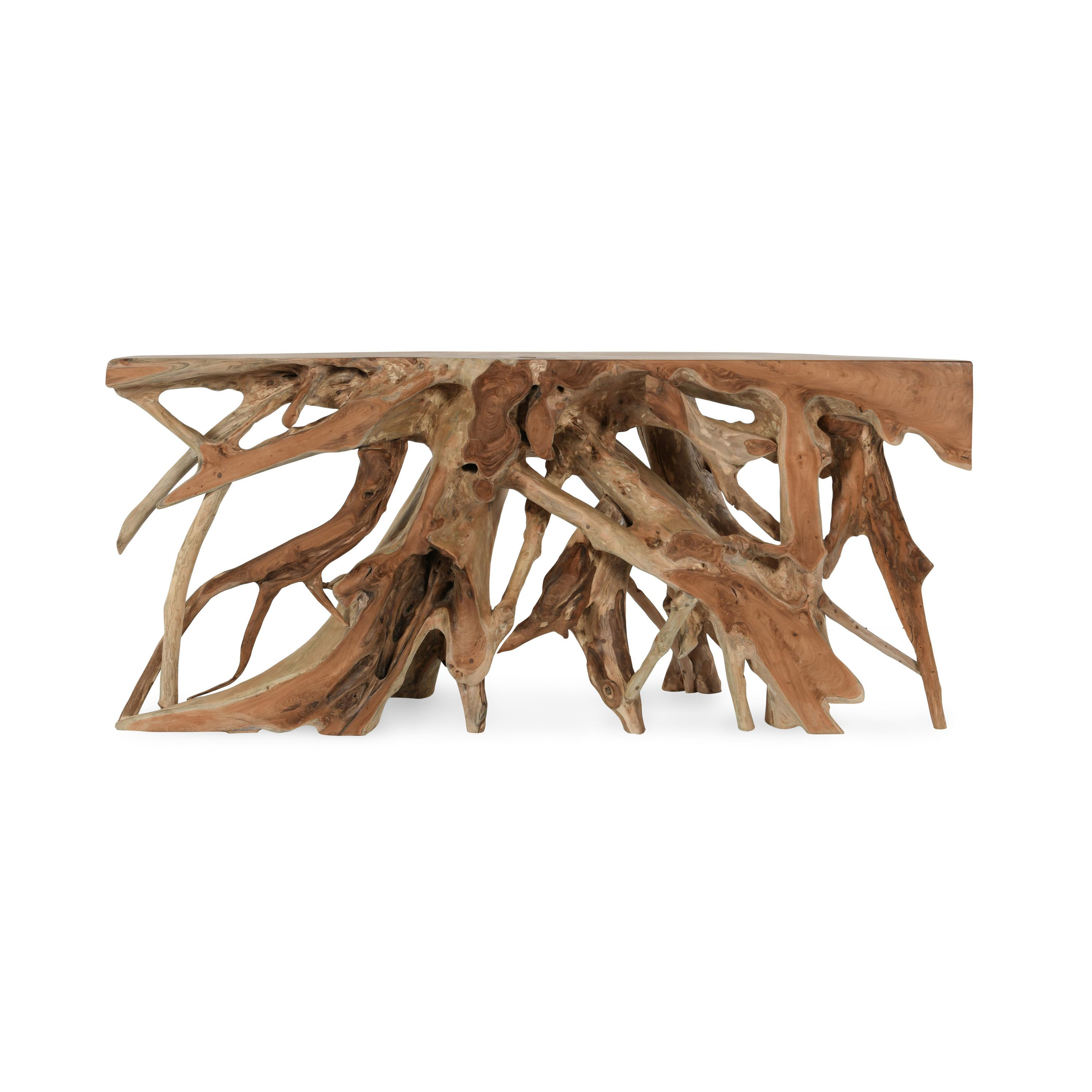 Classic Home Cypress Natural Root Teak Wood Sofa Console Table ...