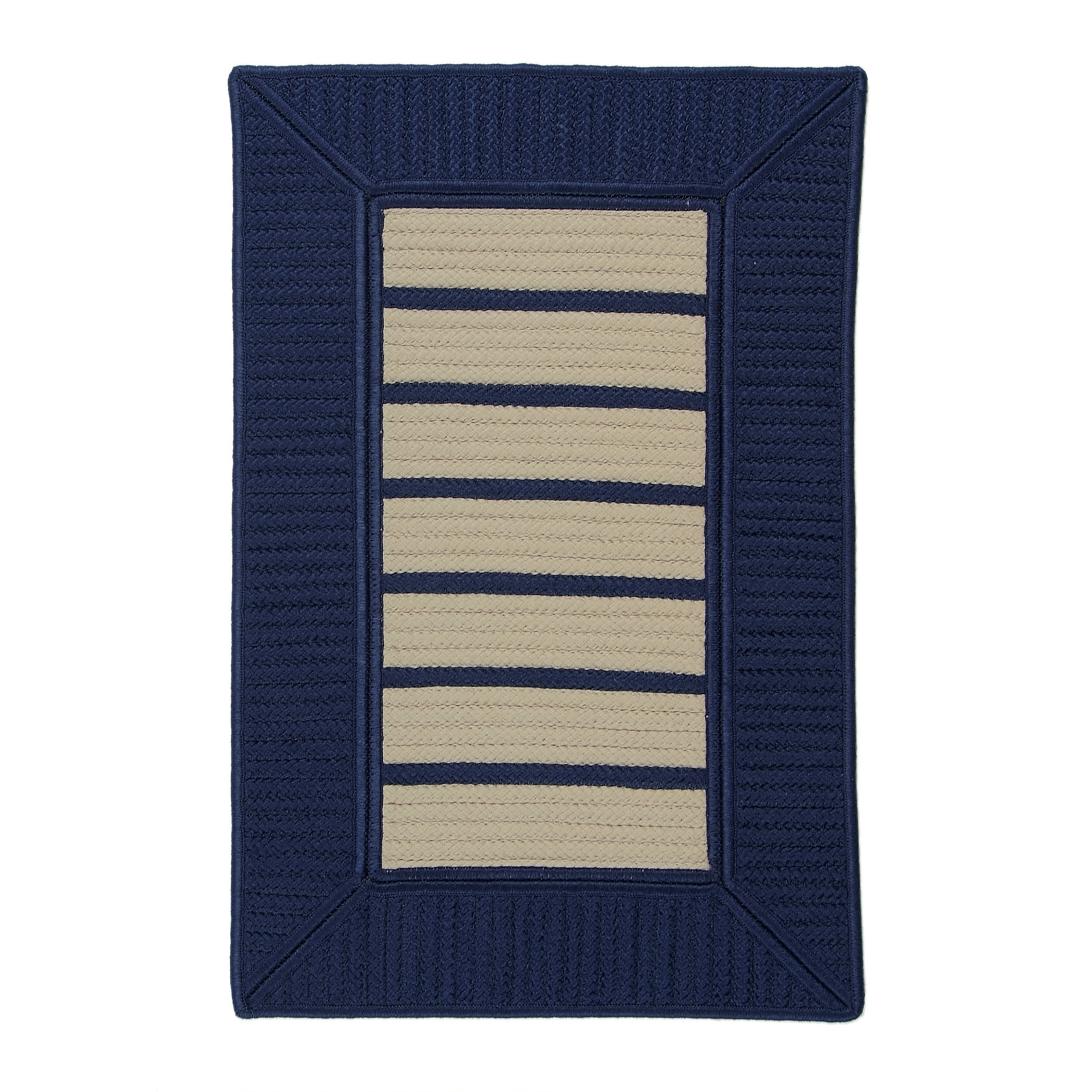 Gracie Oaks Trevett Striped Handmade Braided Blue/Tan Area Rug | Wayfair