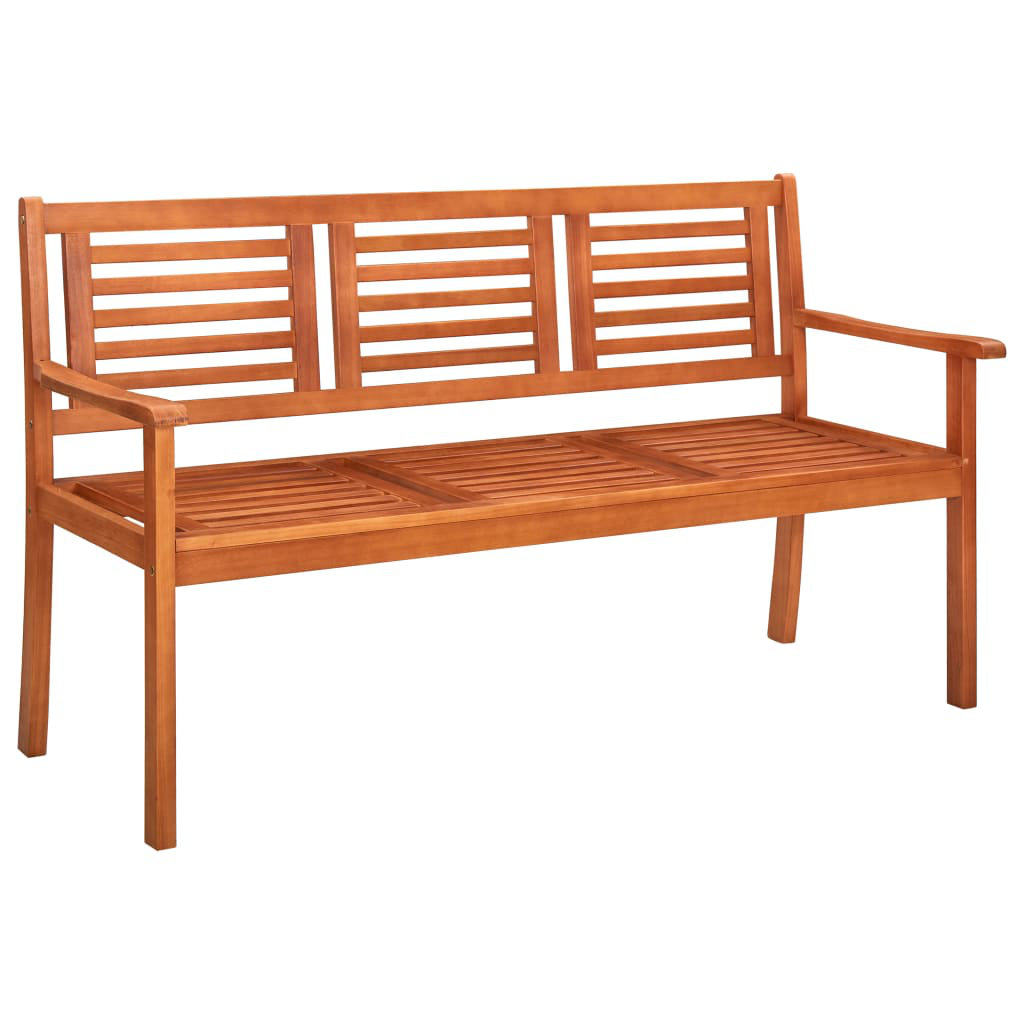 Red Barrel Studio® 3-Seater Patio Bench 59.1" Solid Wood Eucalyptus ...