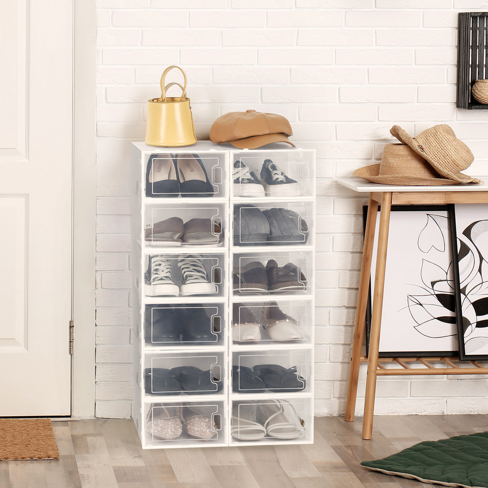 Rebrilliant Shoe Organizer, Plastic Box, Set Of 12, Clear Shoe ...