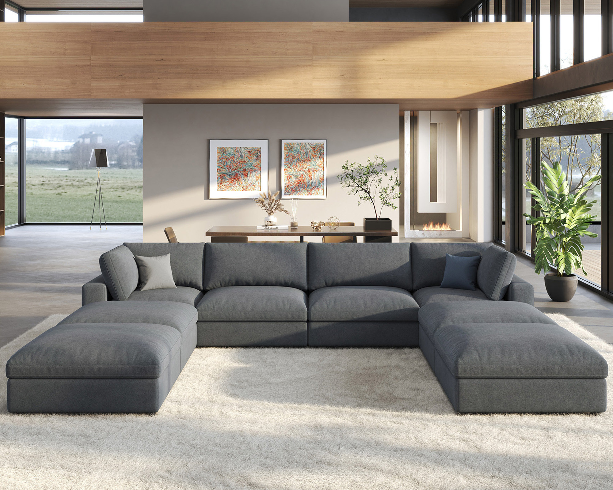 Hokku Designs 152 Inches Sectional Sofa, Cozy Modular Down Filled ...