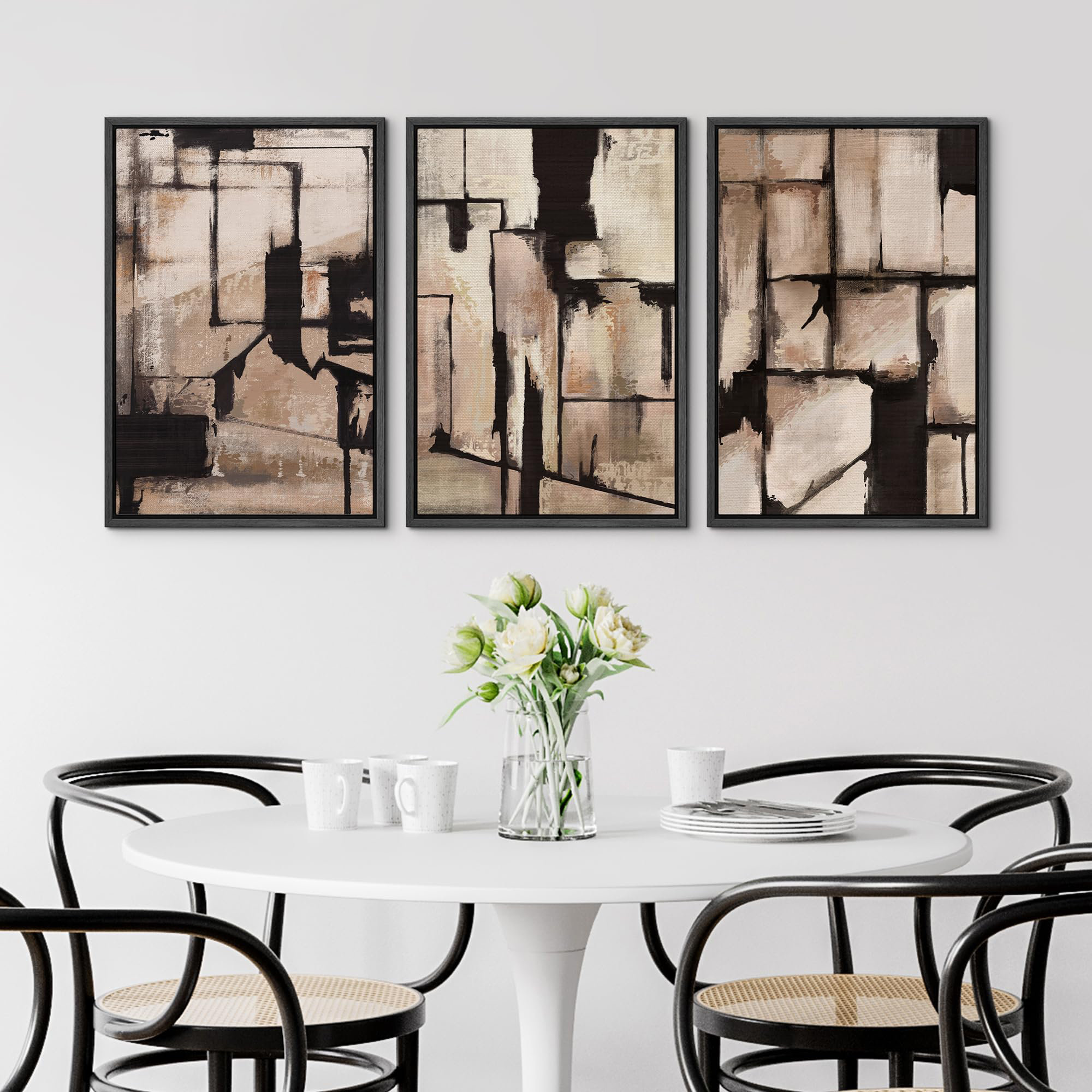wall26 " Geometric Brown Blocks Abstract Mid Century Modern Shapes ...