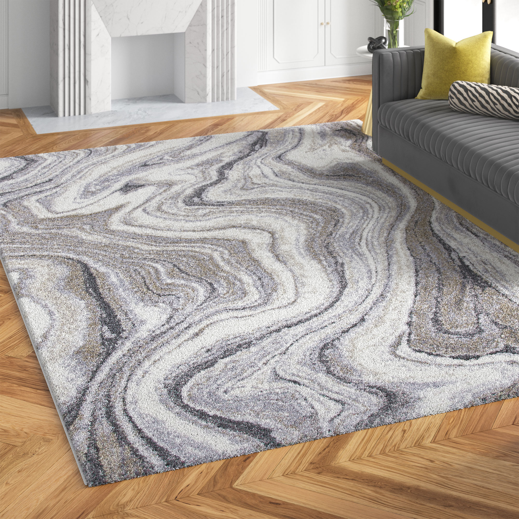 Etta Avenue™ Makenna Power Loom Gray/Ivory/ Taupe Rug & Reviews | Wayfair