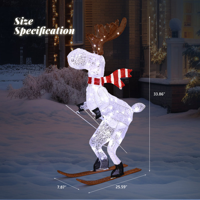 The Holiday Aisle® 2.8ft Lighted Christmas Reindeer Outdoor Decoration ...