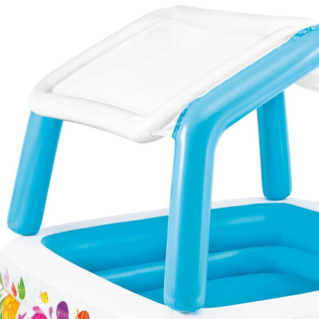 Intex 5.12ft x 5.12ft x 48in Inflatable Ocean Kids Pool with Canopy ...