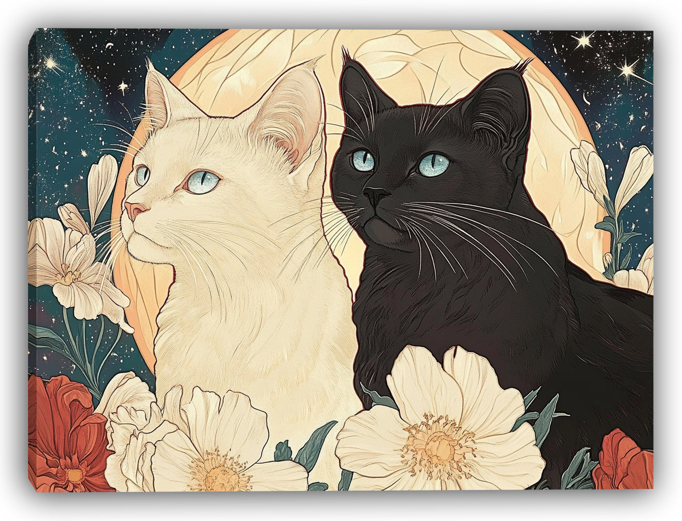 Red Barrel Studio® Ethereal Companions - Mystical Black & White Cat Art ...