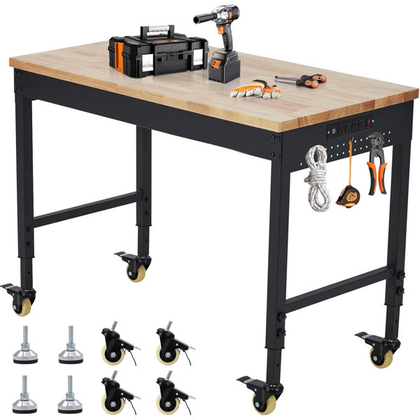 Williston Forge 183cm W Manufactured Wood Top Height-Adjustable ...