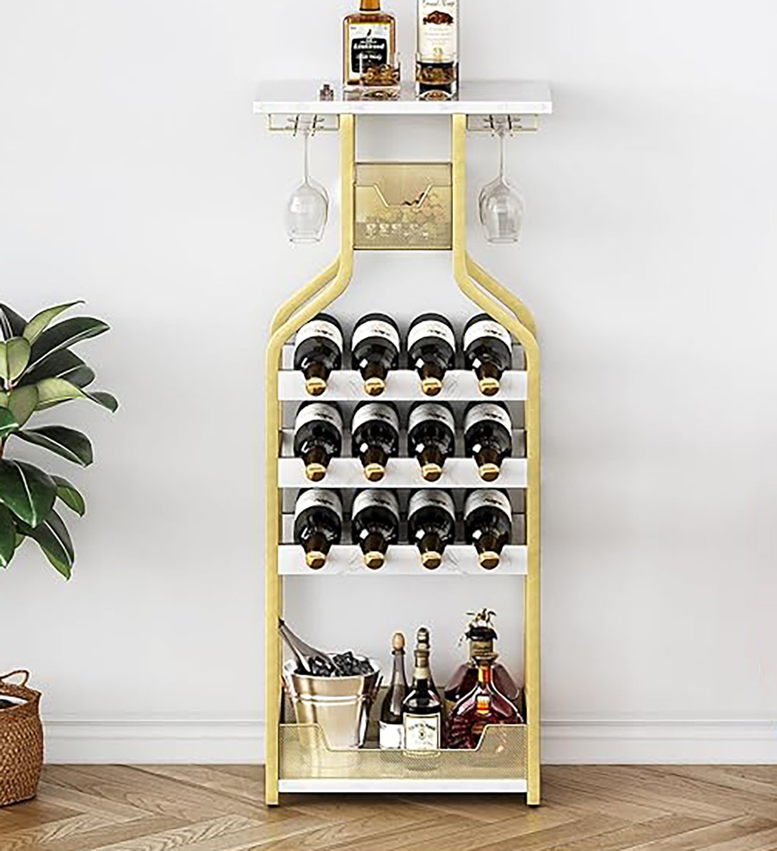 17 Stories Multi Functional Mini Bar Table With Corner Bottle Rack With ...