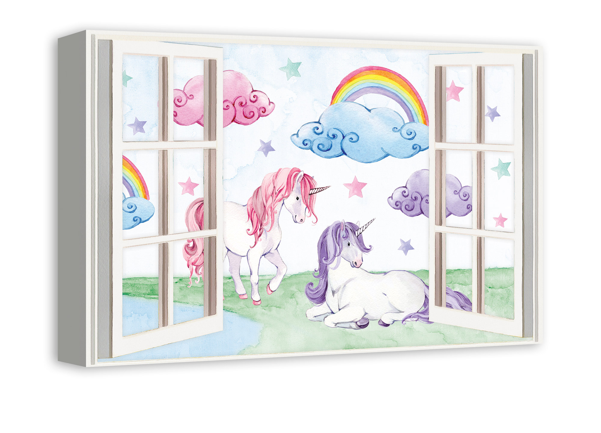 Harriet Bee Monserrat Unicorns Window Canvas Art - Wayfair Canada