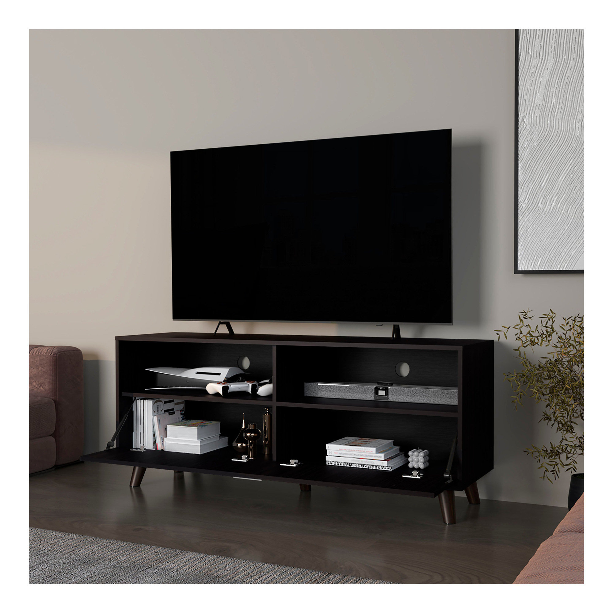 Ivy Bronx Wengue TV Stand With Open Storage And 1 Door | Wayfair