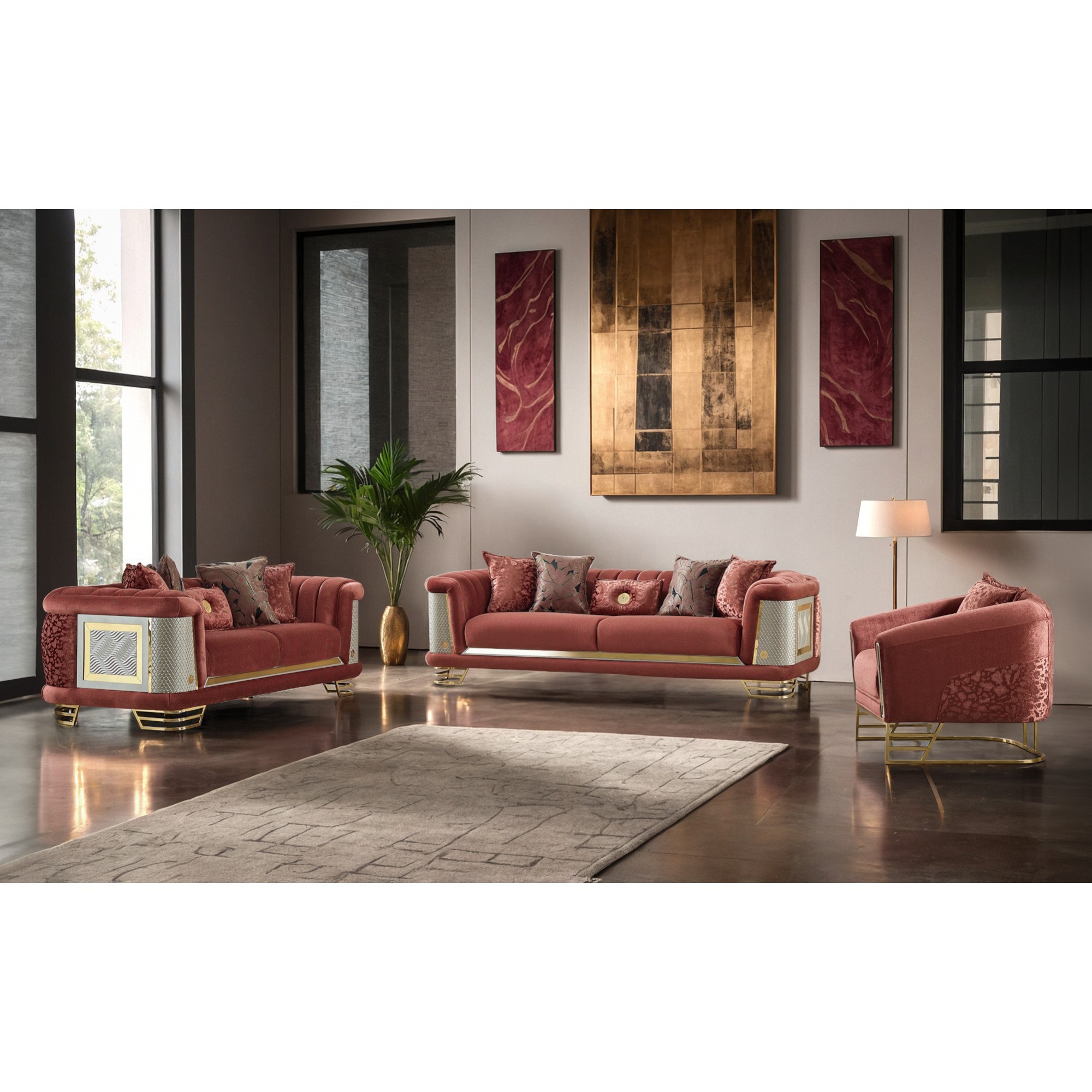 Everly Quinn Heink 3 - Piece Velvet Living Room Set & Reviews - Wayfair ...