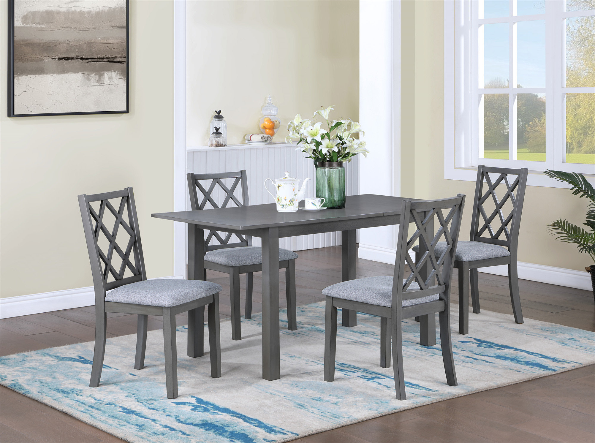 Lark Manor Tana 5-Piece 59.5" Dining Table Set, Kitchen Table Set | Wayfair