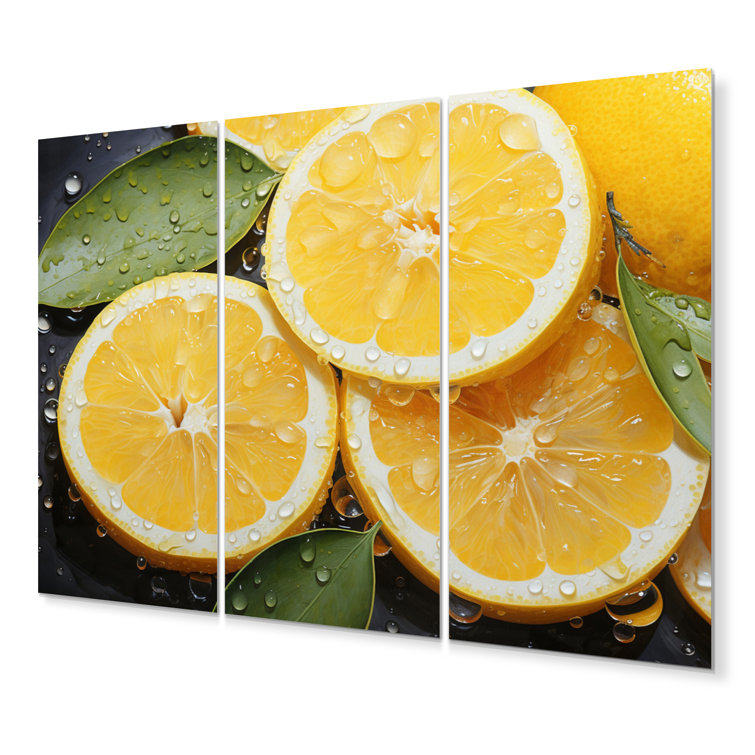 DesignArt Fruit Pucker Lemon Pointillism II - Food & Beverage Metal ...