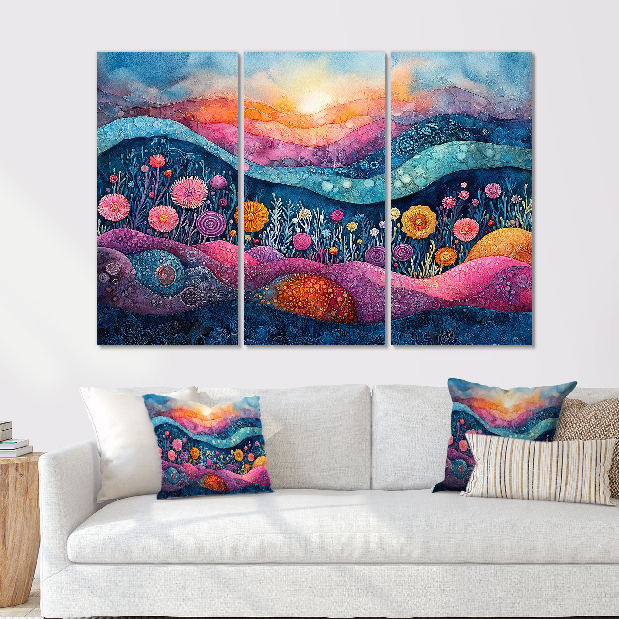 Lark Manor™ Pink And Blue Coastal Coral Under Dream I - Coastal Wall ...