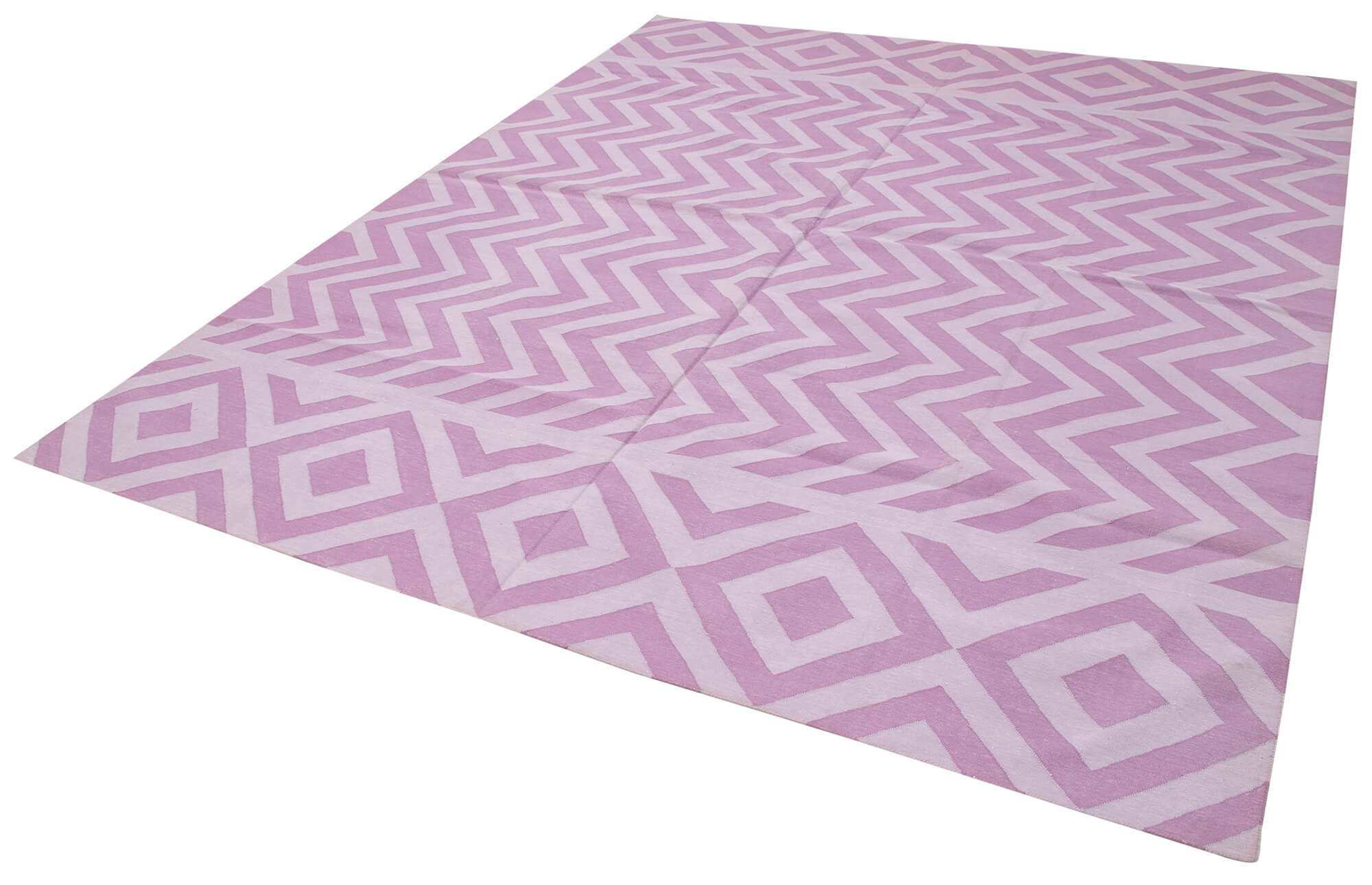 Aegean House Geometric Duri Pink Geometric Wool Handmade Area Rug | Wayfair