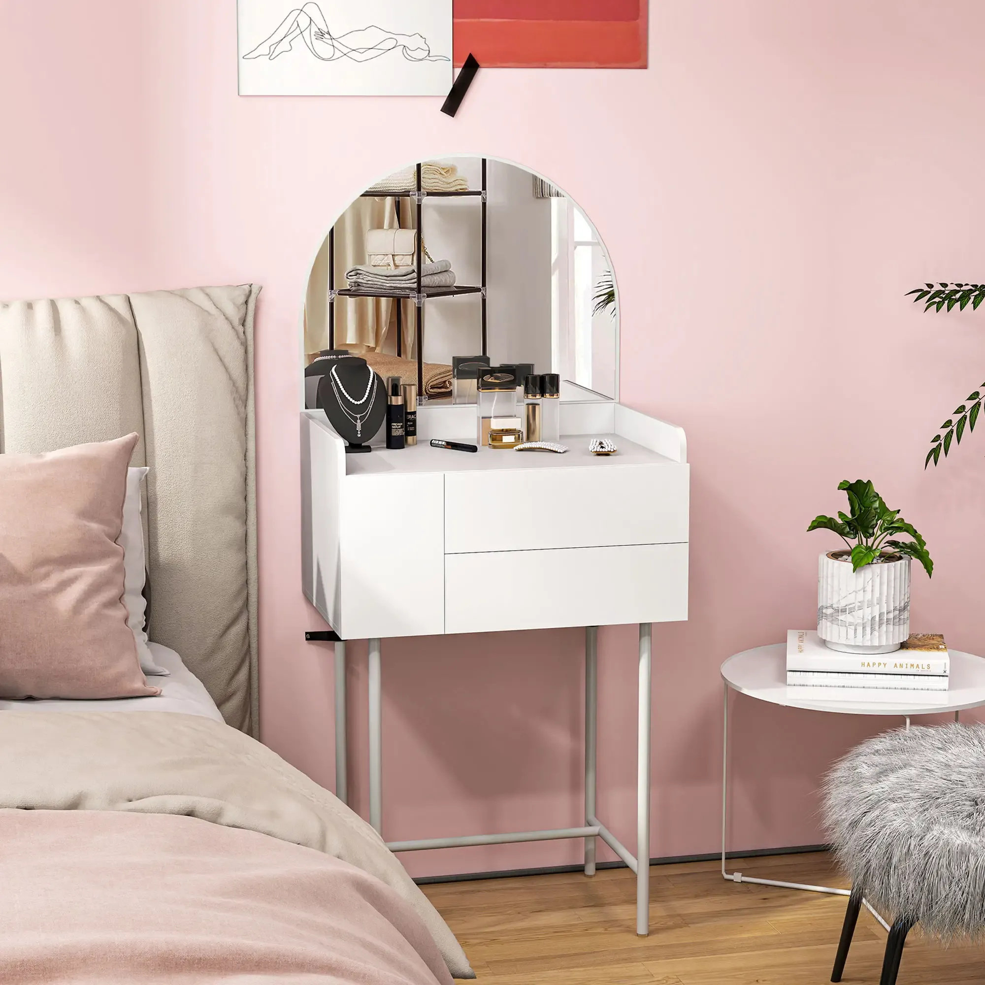 Ebern Designs Three Drawer Compact Dressing Table | Wayfair.co.uk