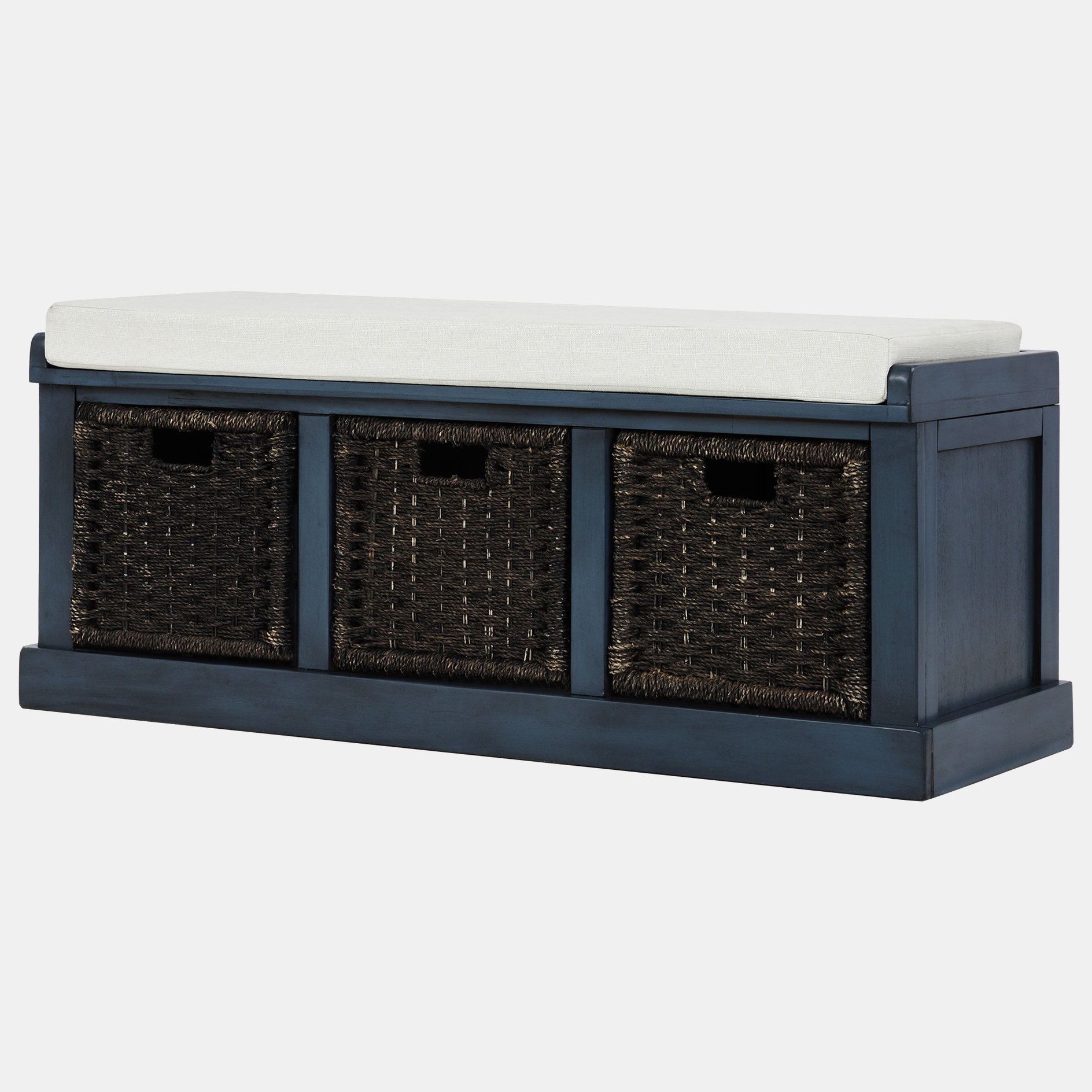 Red Barrel Studio Rustic Storage Bench with 3 Removable Classic Rattan ...