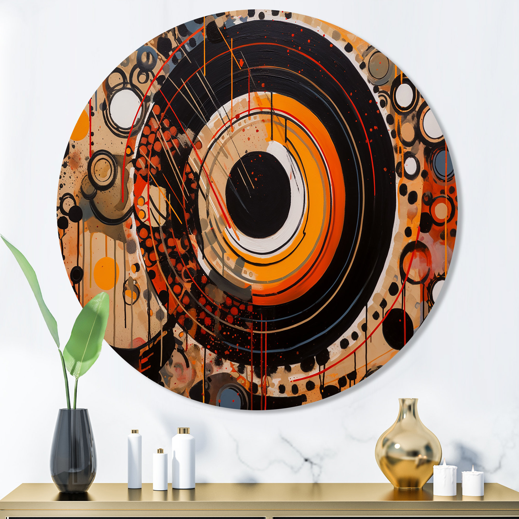 Ivy Bronx Jolande Fascinating Abstract Shapes I - Abstract Round Metal ...