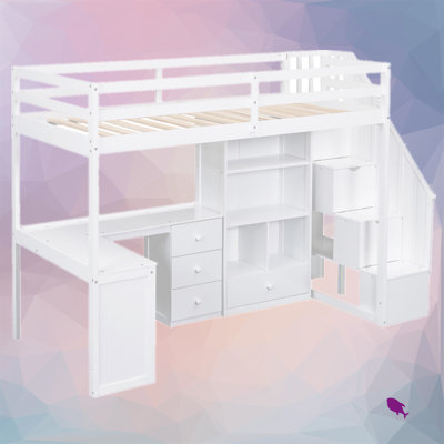 Harriet Bee Gillianne Kids Twin Loft Bed with Drawers | Wayfair