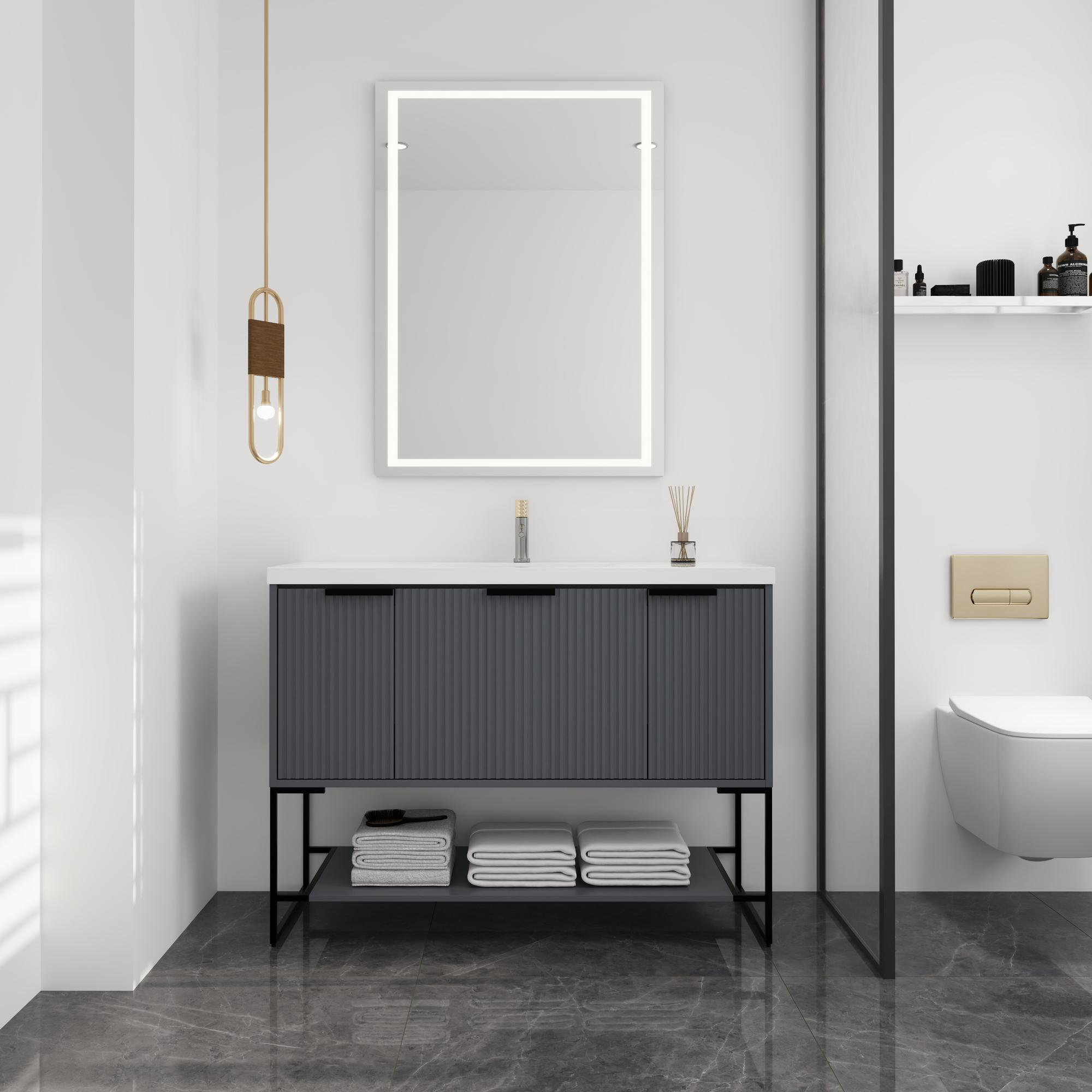Latitude Run® 48 Inch Wall-Mounted Bathroom Vanity with Sink, Thick ...