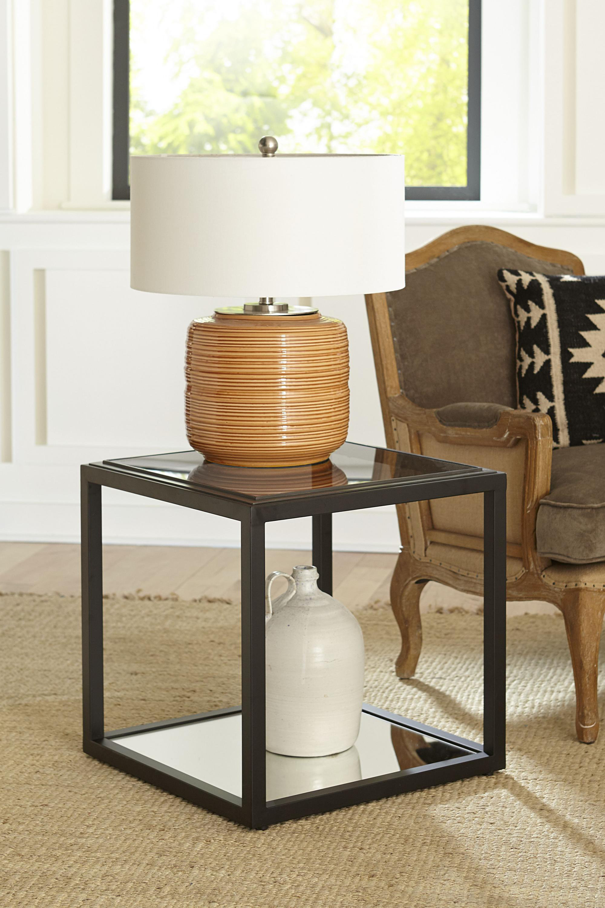 Hokku Designs Vibaldy Glass Top Frame End Table | Wayfair