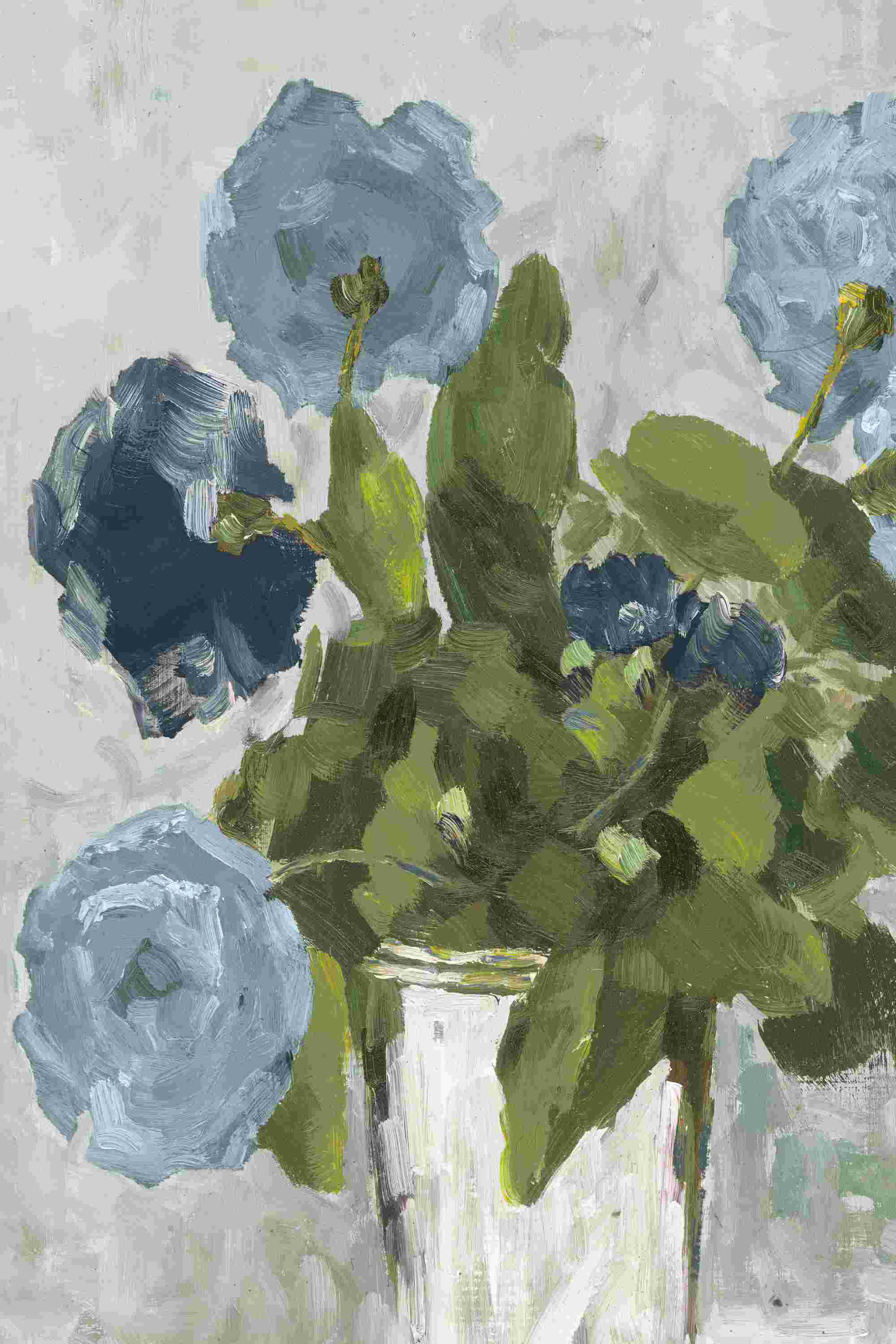 Charlton Home® Cropped Blue Grey Floral | Wayfair