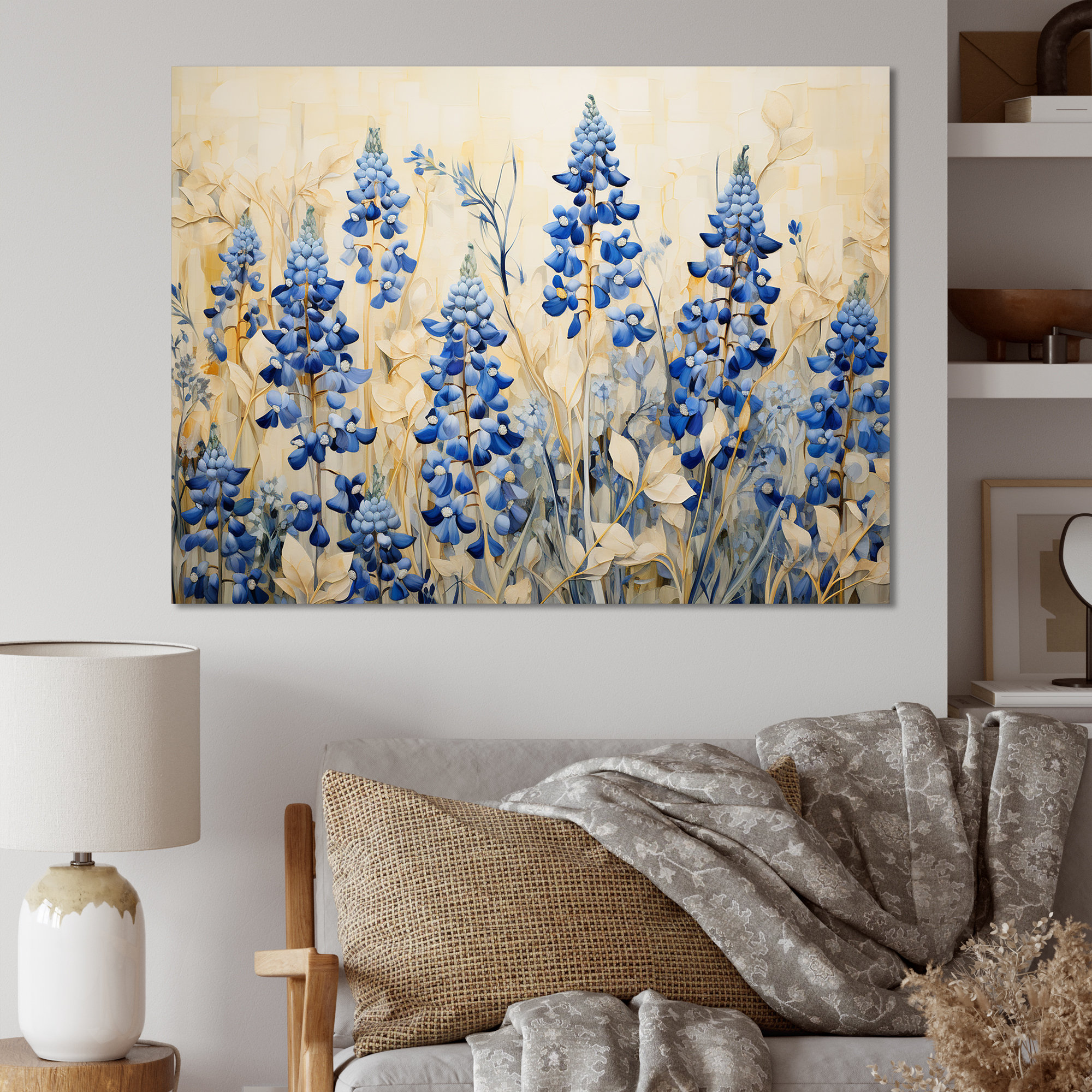 Design Art Magical Blue Bonnets Grass Meadows - Blue Bonnets Wall Decor ...