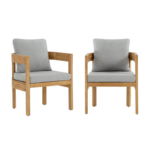 Everlee Outdoor Dining Chair (Set of 2), Sunbrella Canvas White ...