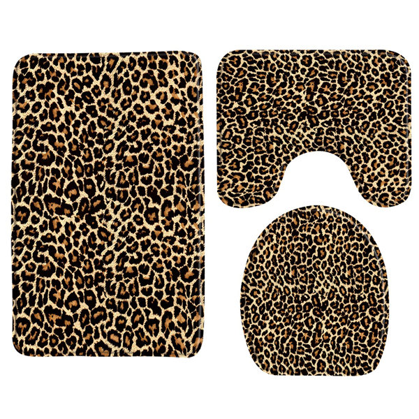 East Urban Home Savanna Comfort: Leopard Print Memory Foam Bath Rug Set ...