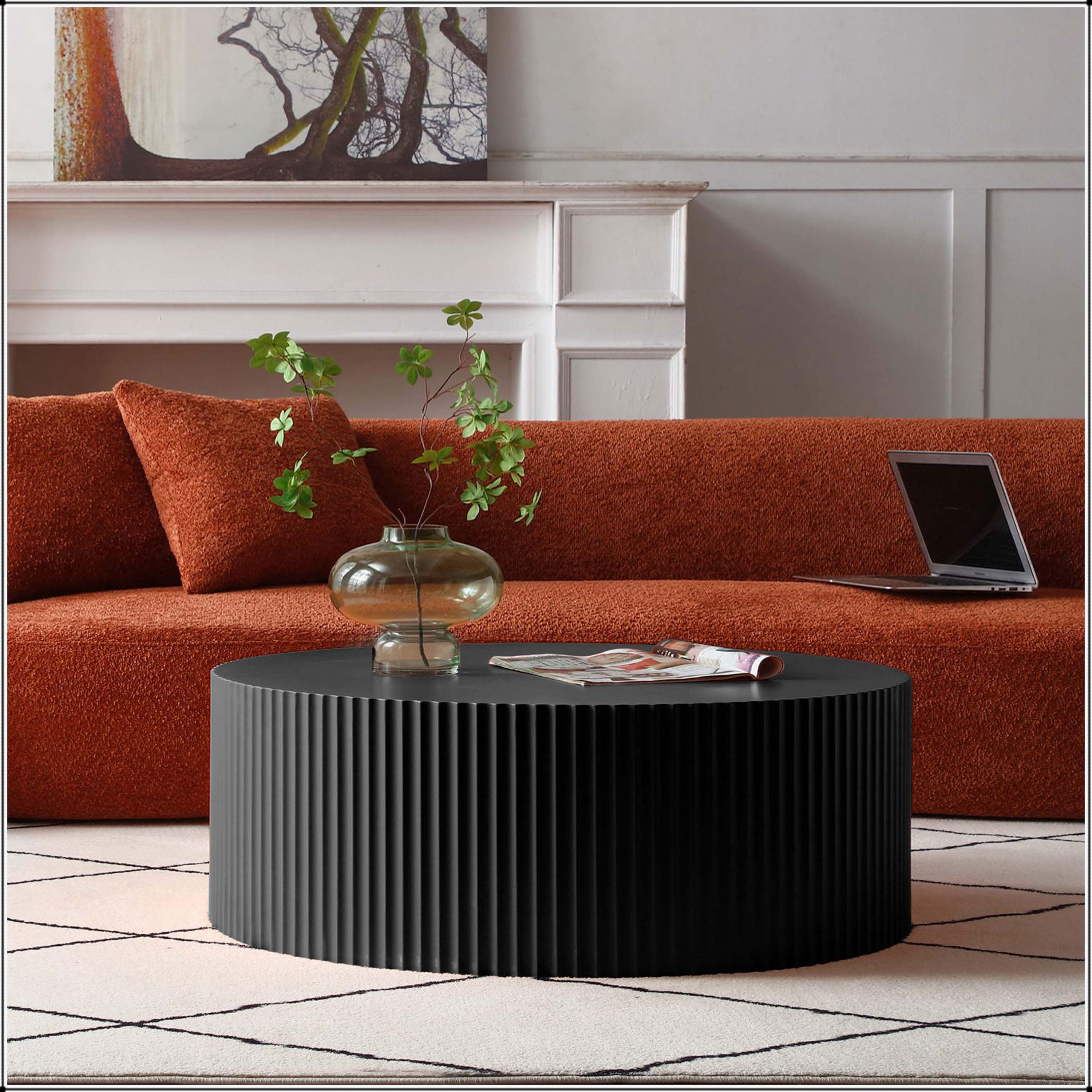 Ivy Bronx Sleek And Modern Round Coffee Table With Eye-Catching Relief ...
