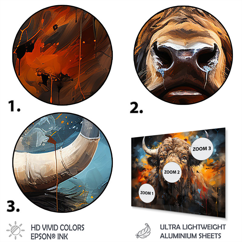 Design Art Buffalo Majestic Bison Collage - Animals Metal Wall Decor ...