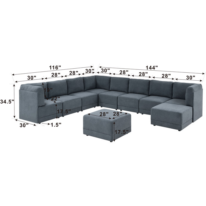 Wade Logan® Towles 10 - Piece Upholstered Sectional & Reviews | Wayfair