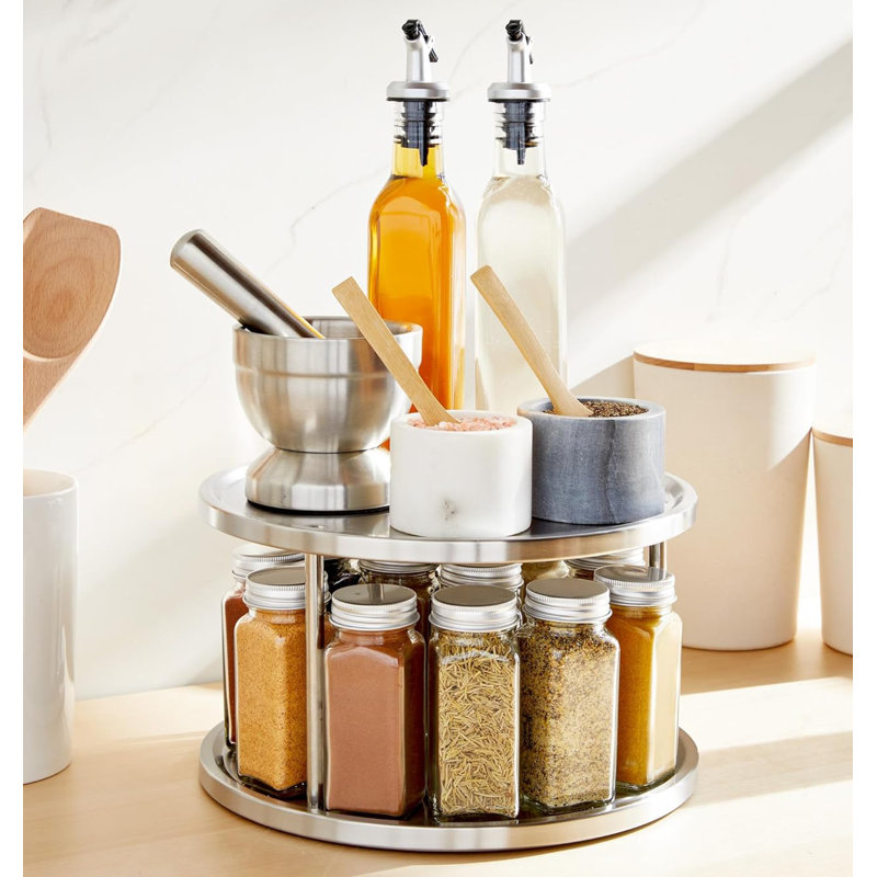 Latitude Run® 2 Tier Stainless Steel Revolving Spice Rack Carousel 10.5 ...