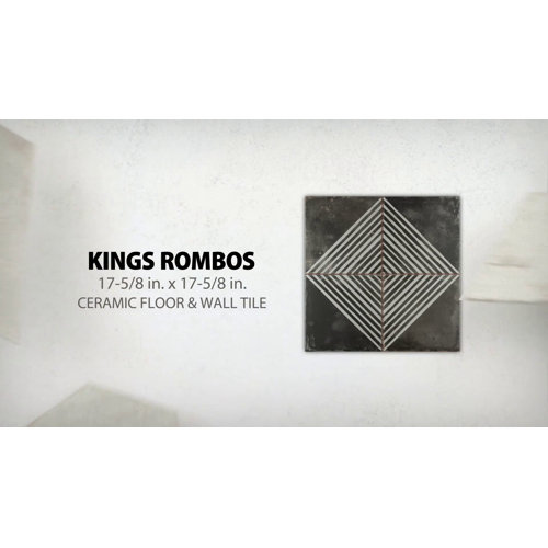 Merola Tile Kings Rombos Night 18" x 18" Ceramic Patterned Wall & Floor ...