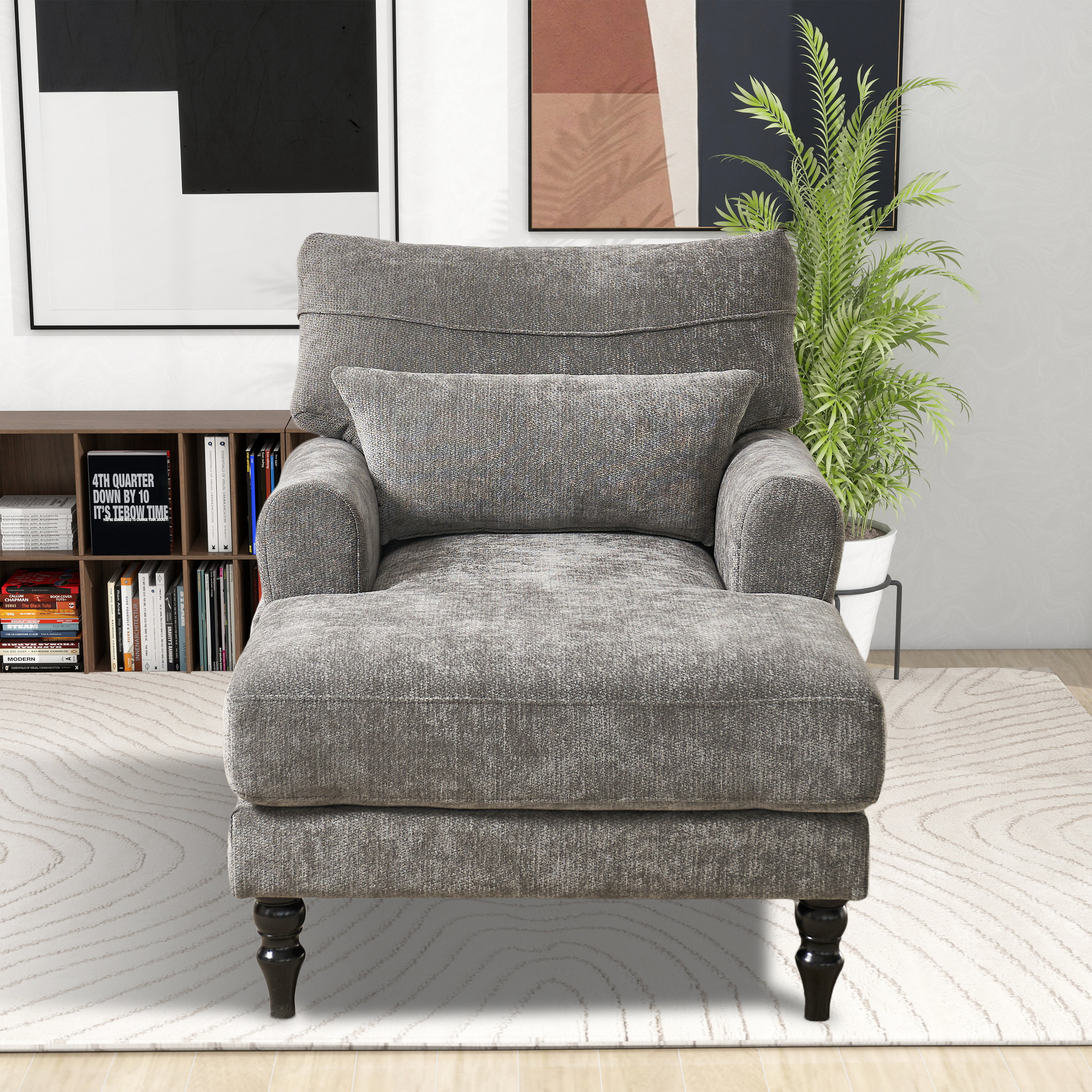 House of Hampton Upholstered Modern Symmetrical Round Recessed Arm ...