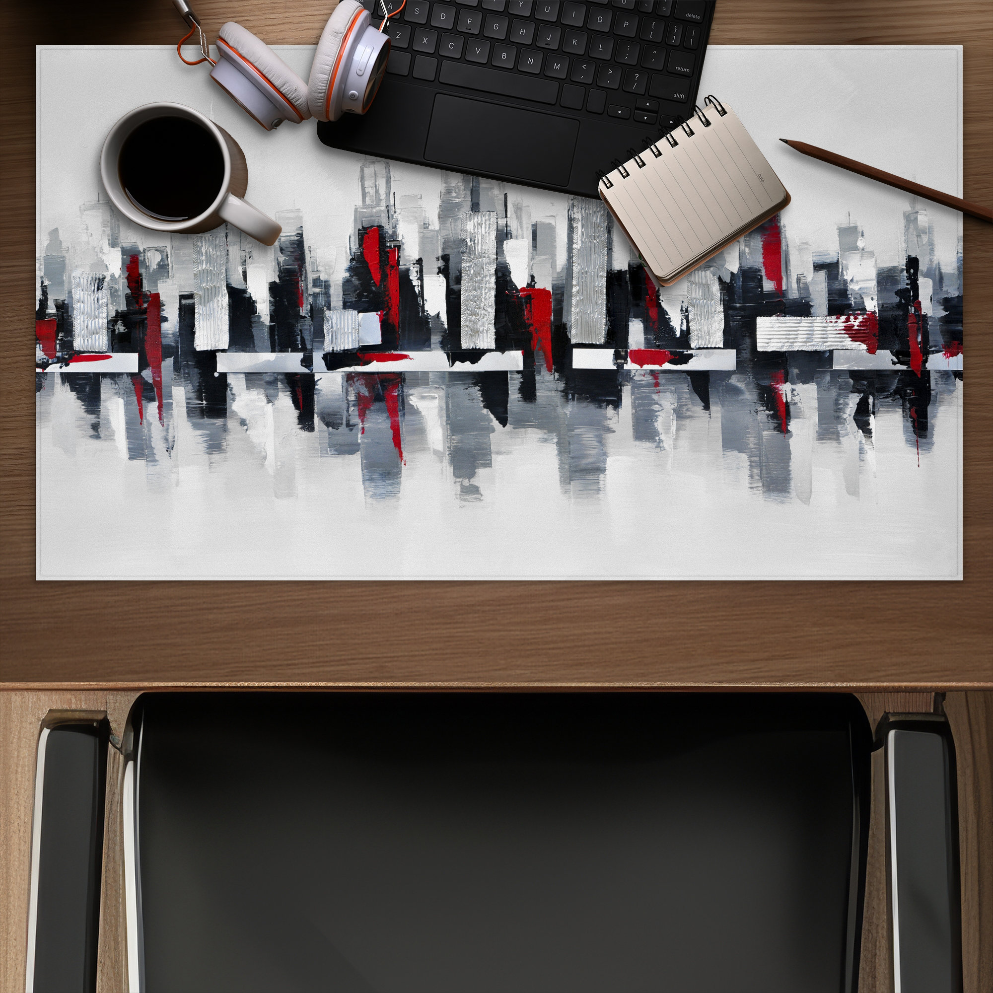 Winston Porter Gray and Red Cityscape - Industrial Gaming Mat for ...