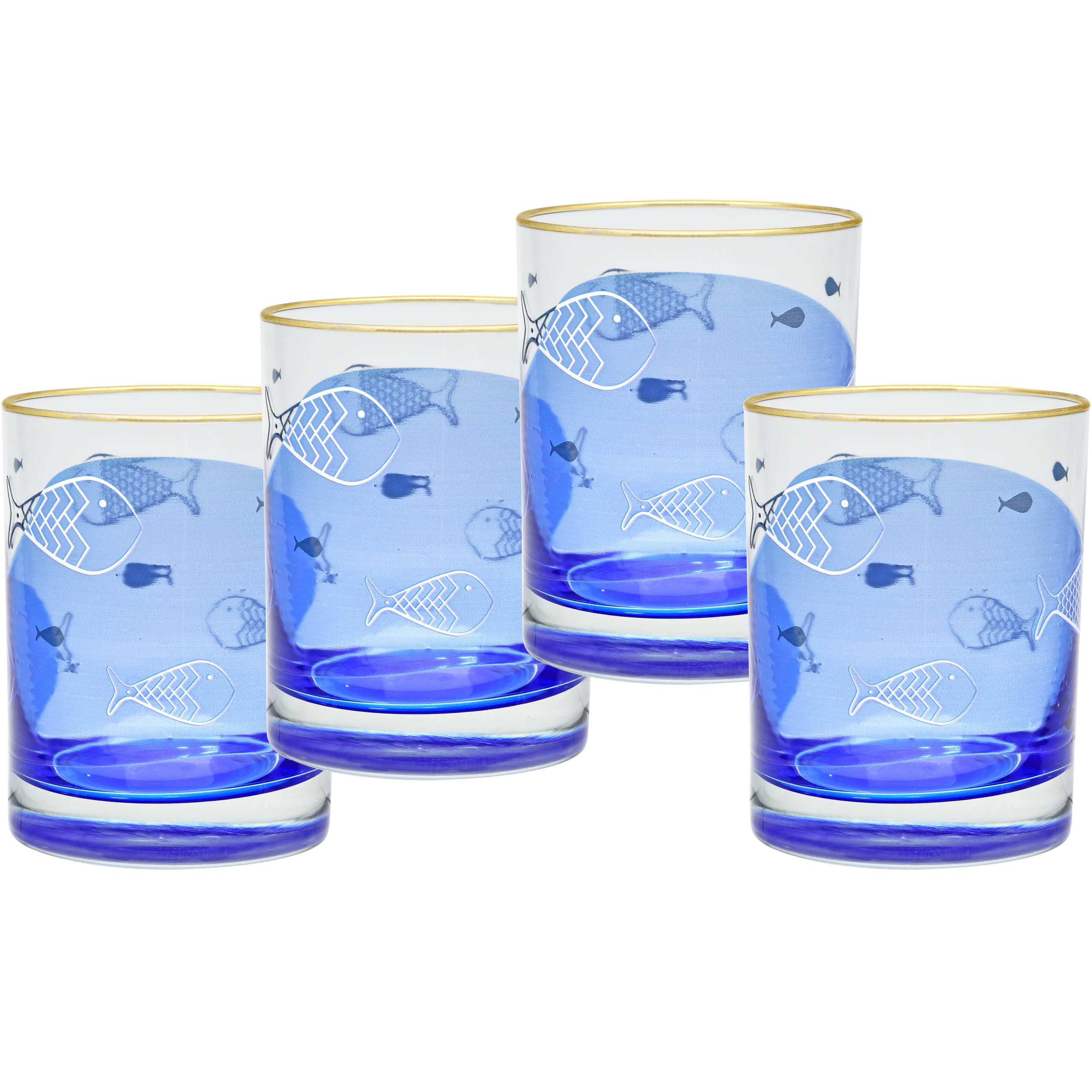 Culver 14-Ounce 22k Gold Rim DOF Double Old Fashioned Glass Watercolor ...