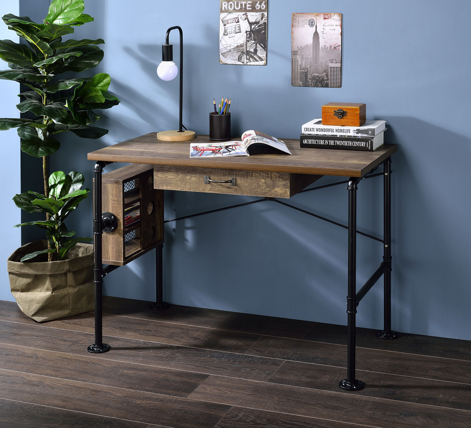 Ophelia & Co. Desk with one drawer and storage shelf | Wayfair