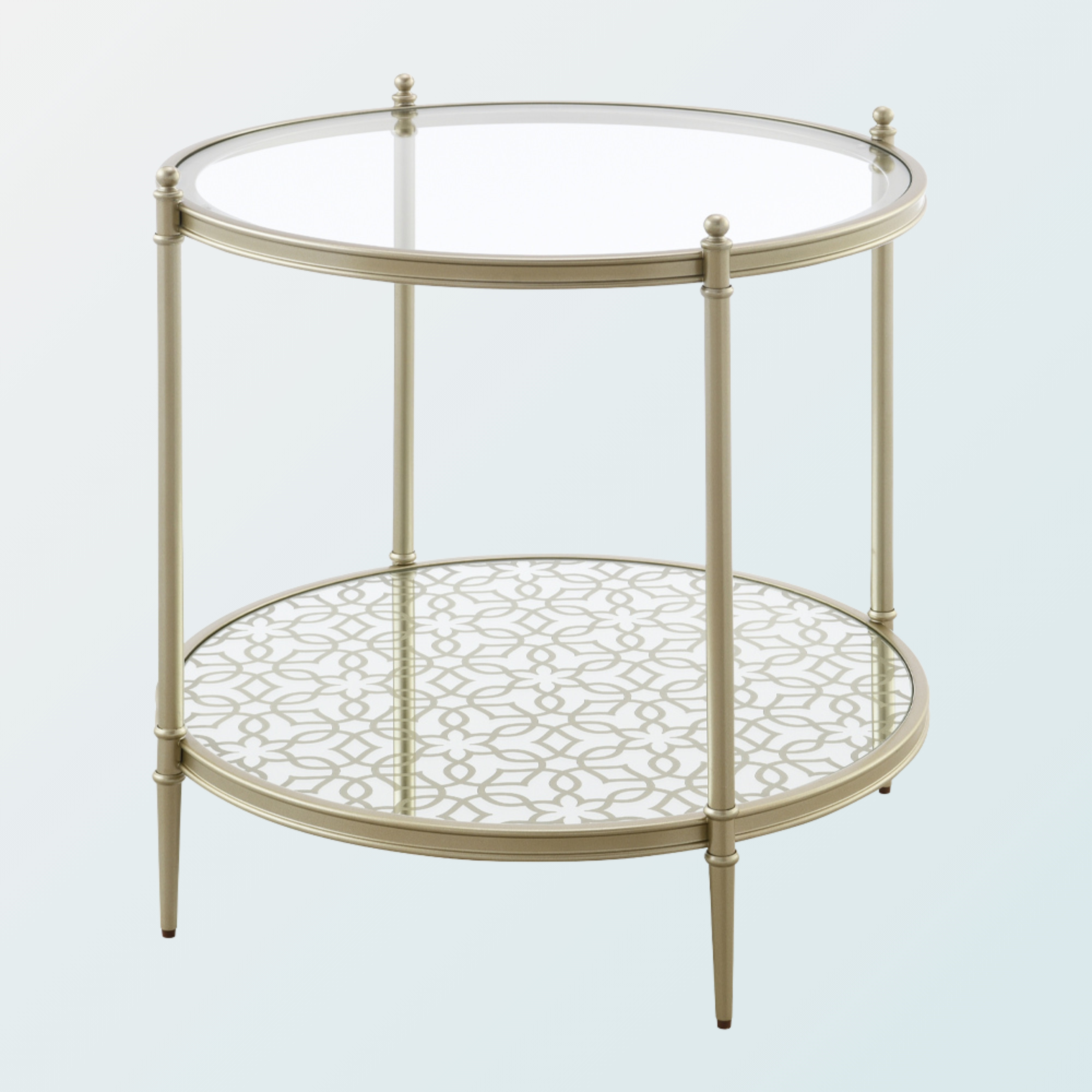 Everly Quinn Holwin Champagne finish on the Zaba End Table with glass ...
