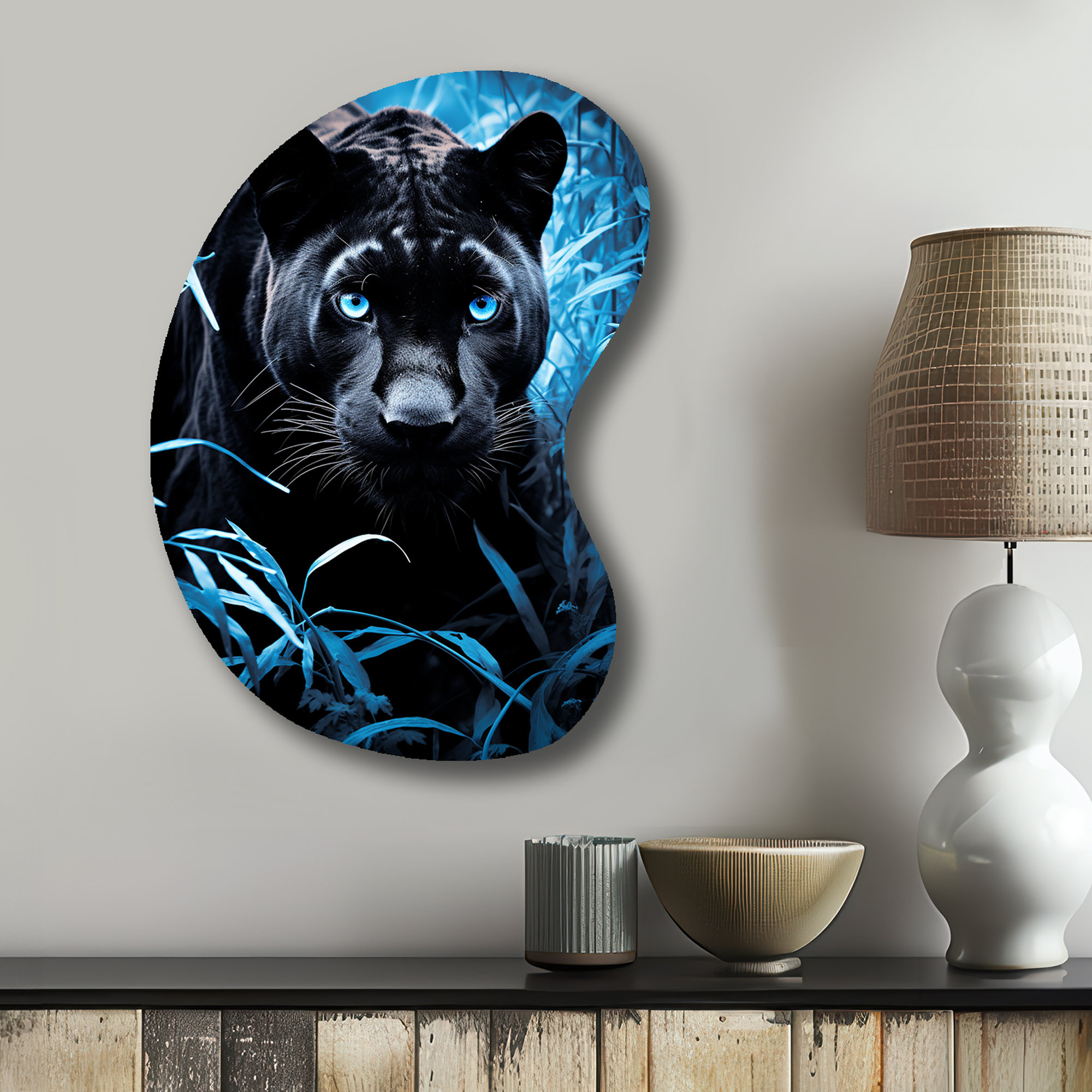Design Art Black Blue Panther Hidden Observer Infrared - Panther Boom ...