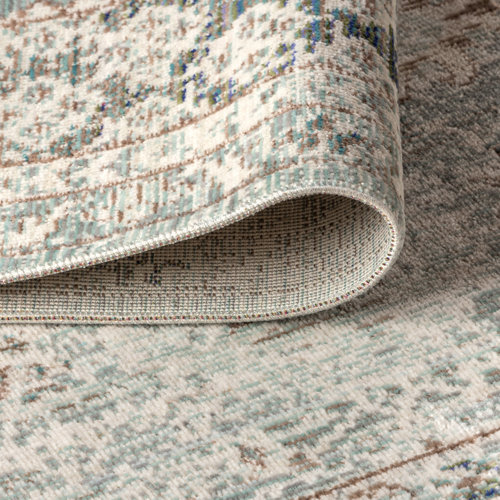 Bungalow Rose Lucinda Performance Light Blue/Ivory Rug | Wayfair